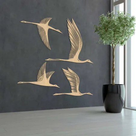 Moderní dřevění ptáci na zeď - Elegantní dekorace do interiéru| SENTOP HDF0525