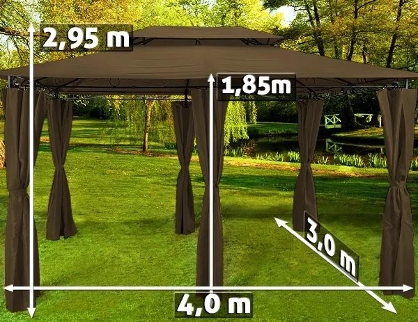 Zahradní Altán Pavilon TOPAS 4x3m - antracit