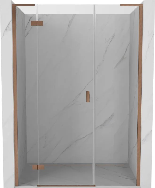 Mexen Mist-H L, 1-křídlé sprchové dveře levé 135 cm, čiré sklo, měděný matný profil, 8A5L-135-001-65-00-L
