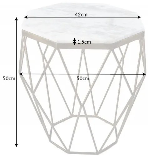 Konferenční stolek Diamond 50cm mramorová mosaz bílá/ 41856