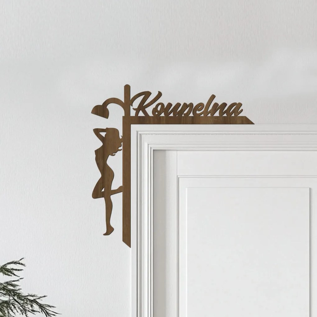 dřevo života Dřevěná cedulka do rohu dveří Koupelna Zvolte rozměr (cm): 30x27, Zvolte barvu dekoru: Černá