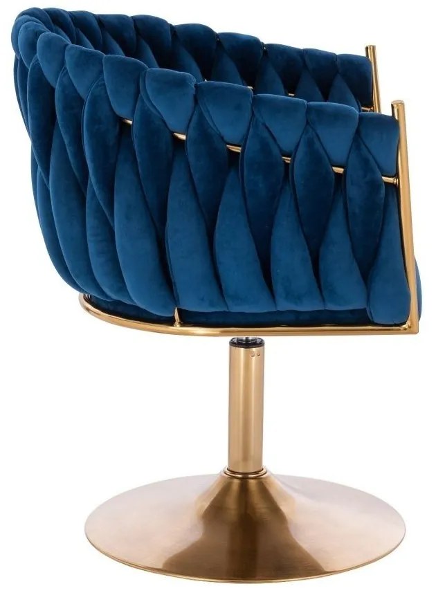 LuxuryForm DESIGN Otočná židle NORDEN VELUR na zlatém talíři - modrá