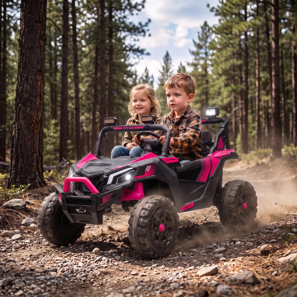 AIYAPLAY Dětské elektrické auto UTV pro dva, růžové