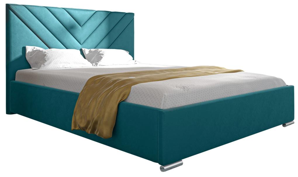 Eka Čalouněná postel MERKURY - Kronos 140x200 cm Barva látky: Tmavá modrá (09), Úložný prostor: S kovovým rámem úložného prostoru