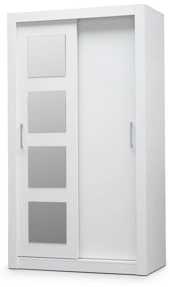MEBLAR IN BOX ŠATNÍ SKŘÍŇ 120/215/60 s posuvnými dveřmi a zrcadlem bílá