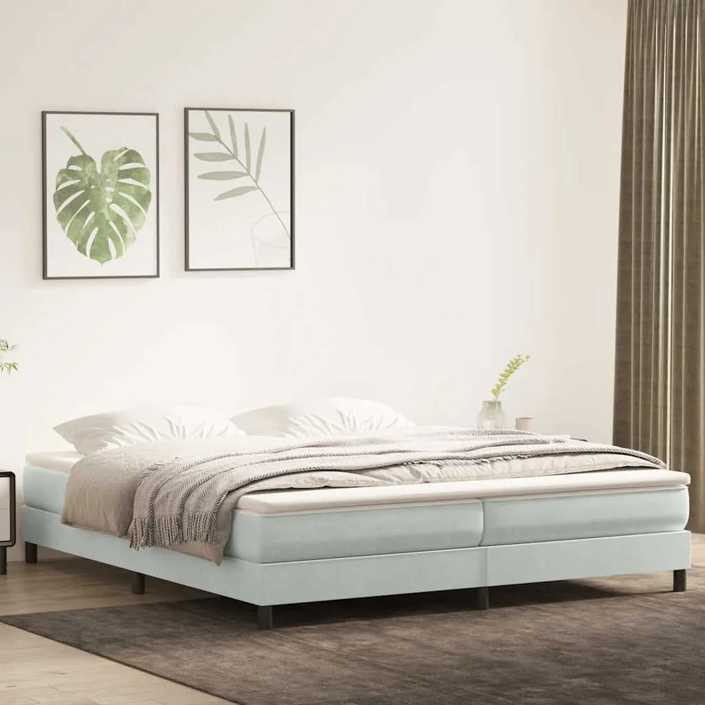 Postel Box Spring bez matrace světle šedá 200x220 cm samet 3315891