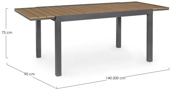BIZZOTTO Rozkládací zahradní stůl ELIAS 140x90 cm antracit 0662179