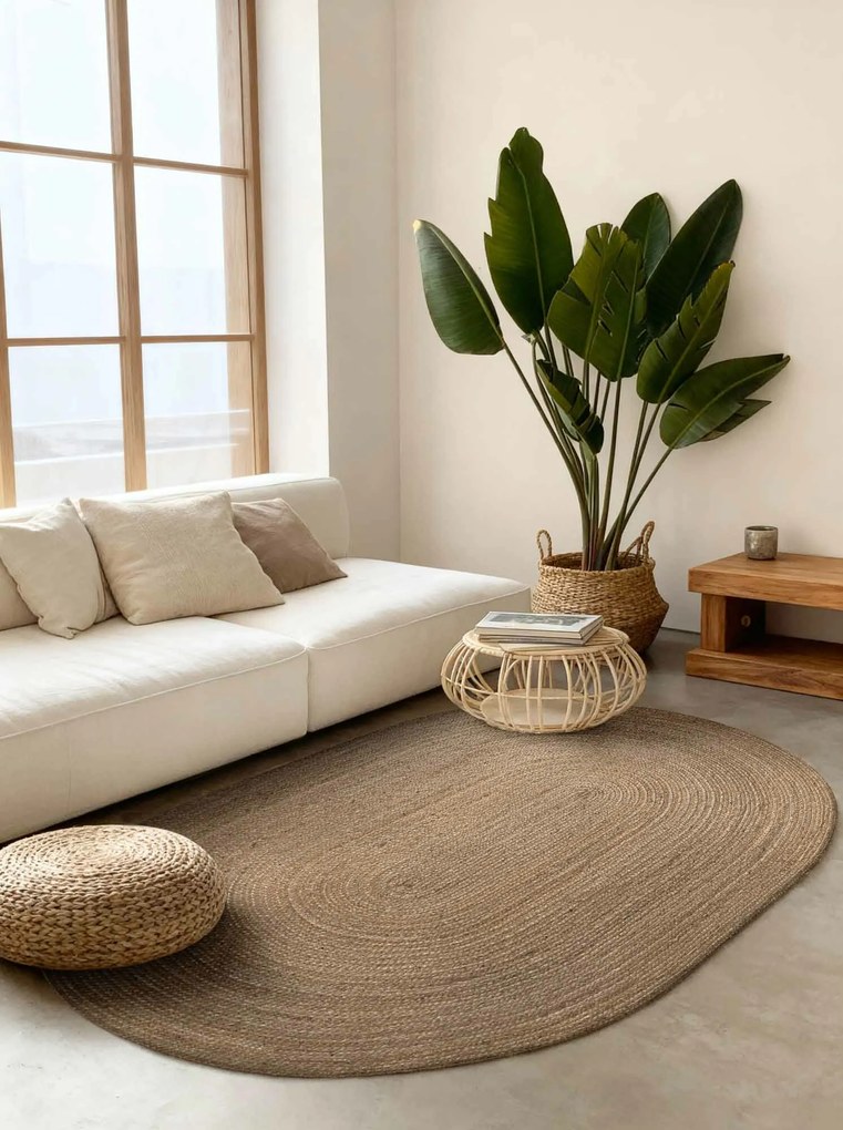 Hanse Home, Kusový koberec Jute Braided 106006 Grey Brown ovál, 160x230 ovál, hnědá, chodba / předsíň