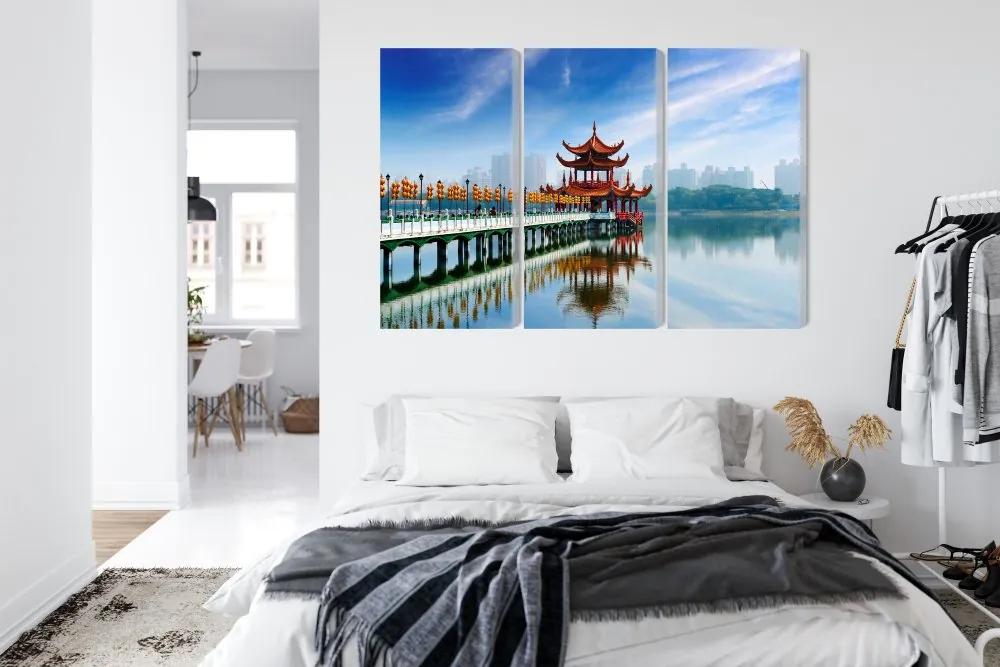 Vícedílný obraz Slavná Turistická Atrakce Kaohsiung Nedostatek Nedostatek Přírodní plátno 120x80