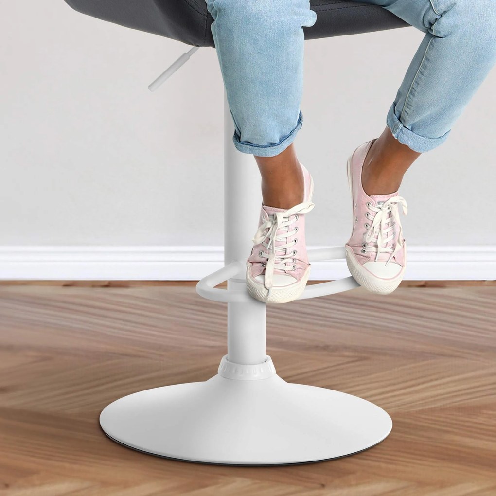 Barová židle Braga samet bílá konstrukce – černá