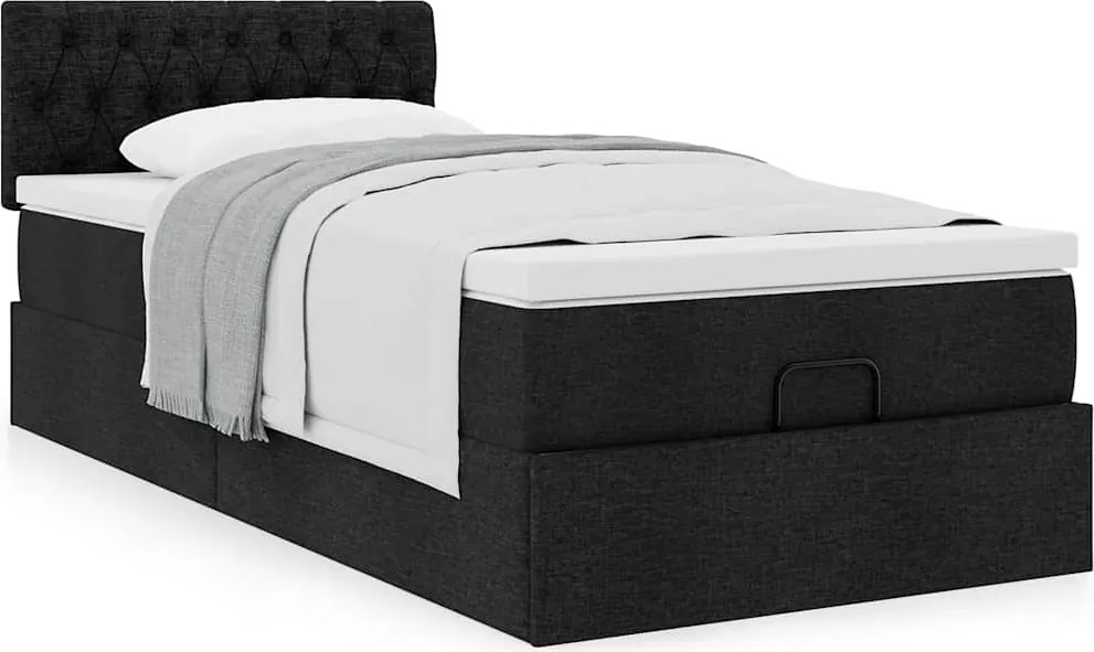 Osmanský rám postele s matrací černá 80x200cm textil 3311499