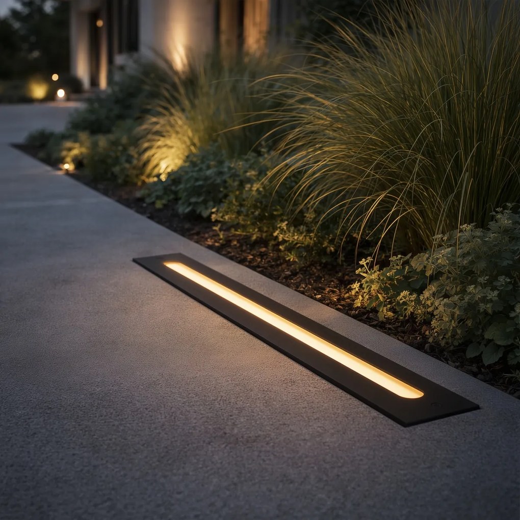 Moderní bodové světlo do země černé 50 cm vč. LED IP65 - Eline
