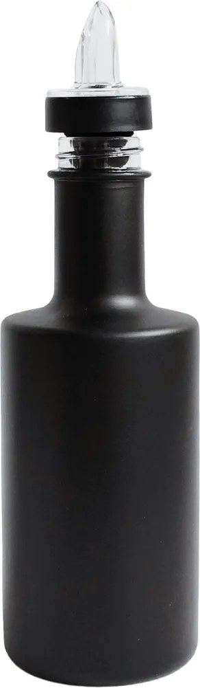 Skleněná láhev na olej 200 ml černá matná s čirou nálevkou VILO