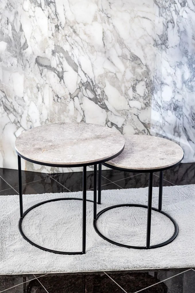 Konferenční stolek Mramor Grey Set 60/45 Barva: zlatý