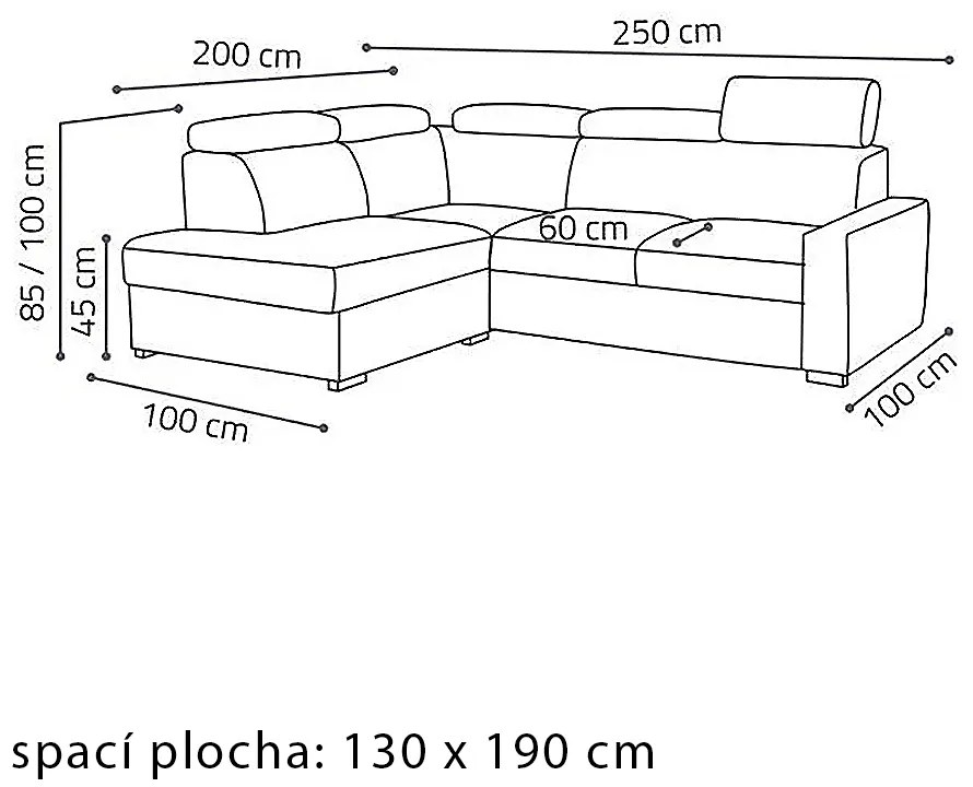Sedací souprava PEDRO L | 200x250 cm | rozkládací + úložný prostor | polohovatelné záhlavníky | VÝBĚR TKANIN