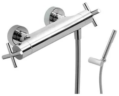 TRES - Termostatická sprchová baterie(Ruční sprcha s nastavitelným držákem, proti usaz. vod. kamene a flexi hadice SATIN). (06316209)