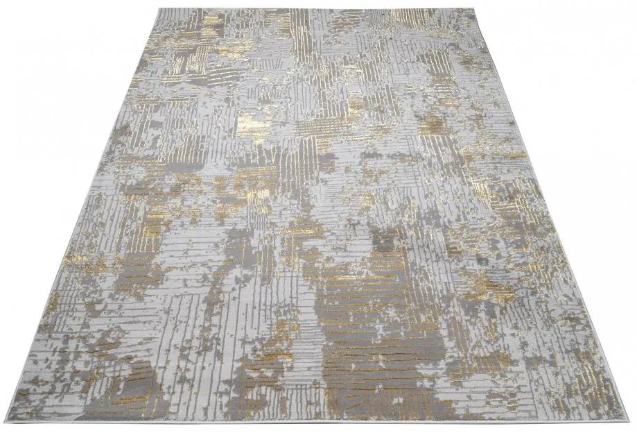 Moderní šedý koberec se zlatým motivem Šířka: 120 cm | Délka: 170 cm