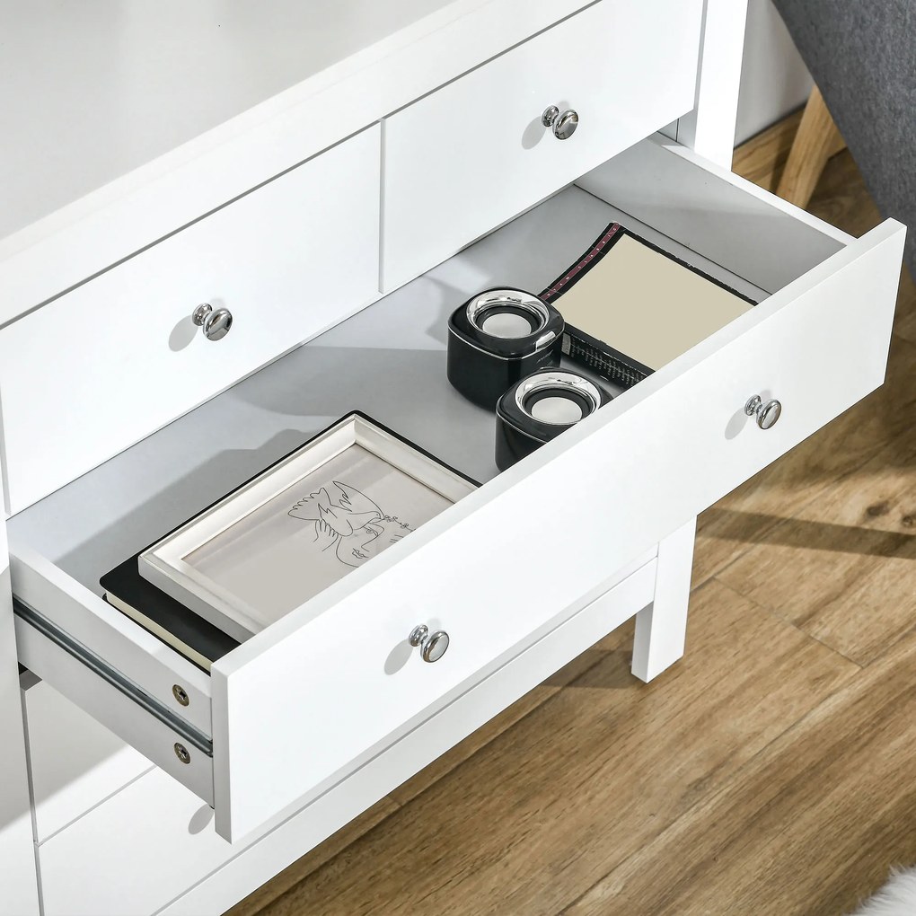 HOMCOM Komoda s 5 zásuvkami - Moderní úložná skříňka pro obývací pokoj, ložnici a chodbu, bílá, 79 x 39,5 x 80,5 cm