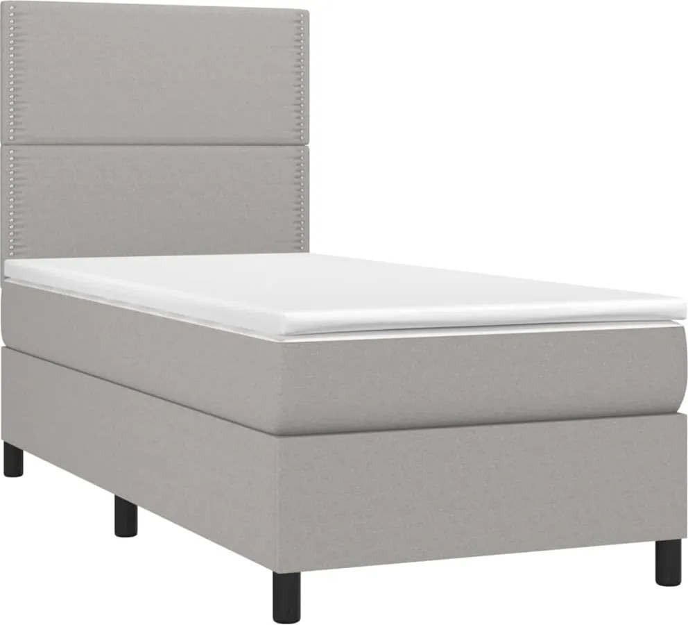 Box spring postel s matrací světle šedý 100 x 200 cm textil 3141673