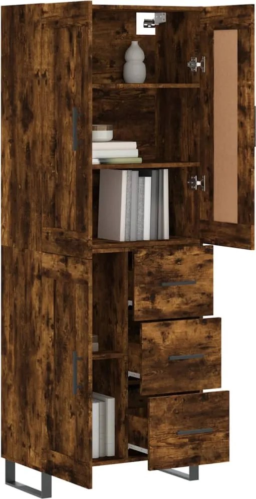 Skříň highboard kouřový dub 69,5 x 34 x 180 cm kompozitní dřevo 3200030