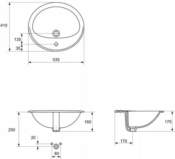 Cersanit Calla - zapuštěné umyvadlo 54x41cm, bílá, K11-0096