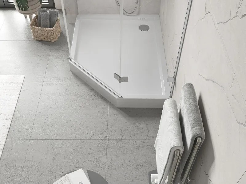 Mexen Flow+ pětiúhelníkový sprchový kout levý 100 x 80 cm, bílý lesk - 46P108010LH