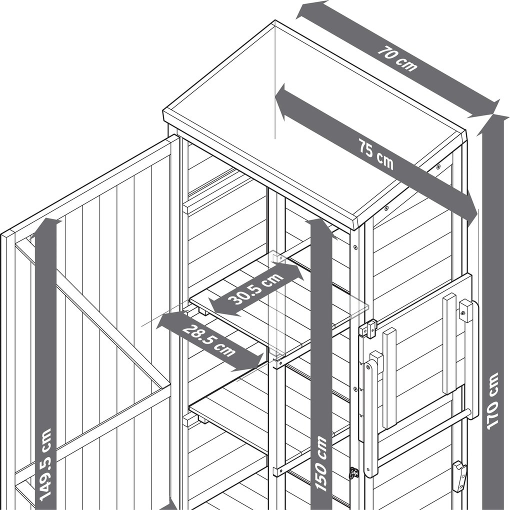 Tchibo - Velká zahradní skříň se sklopnou boční policí - barva: hnědá