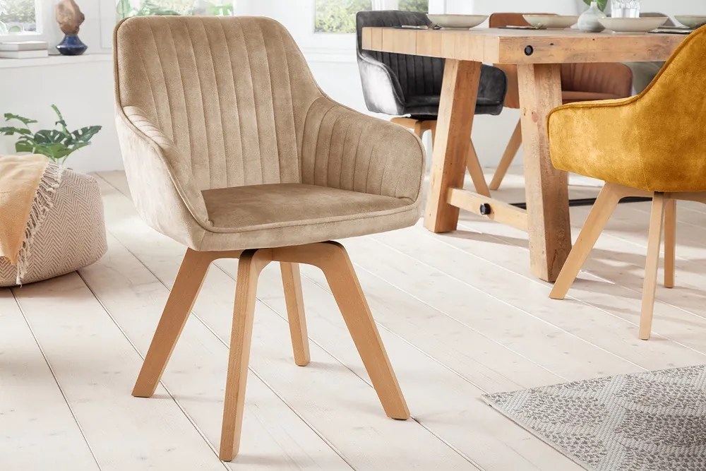 Designová otočná židle Gaura šampaňský samet