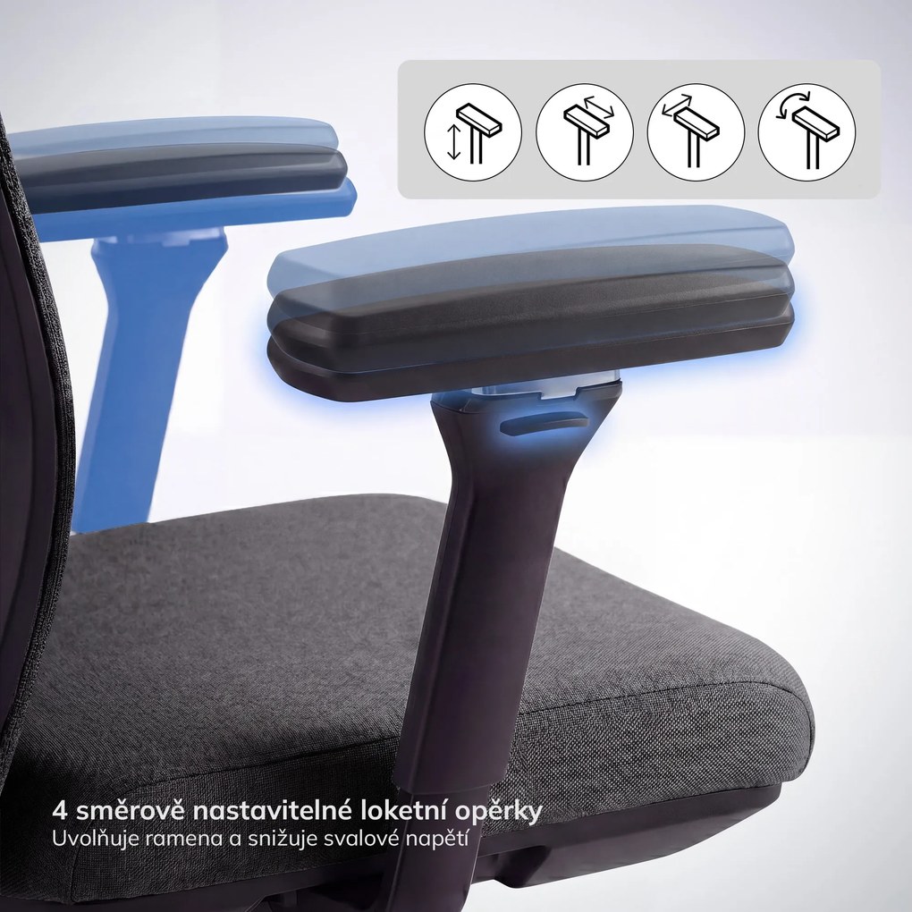 Ergonomická otočná kancelářská židle, tmavě šedá: VECTOR