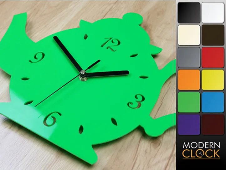 M.Clock Nástěnné akrylové kuchyňské hodiny 47x28cm konvice Barva: Bordó