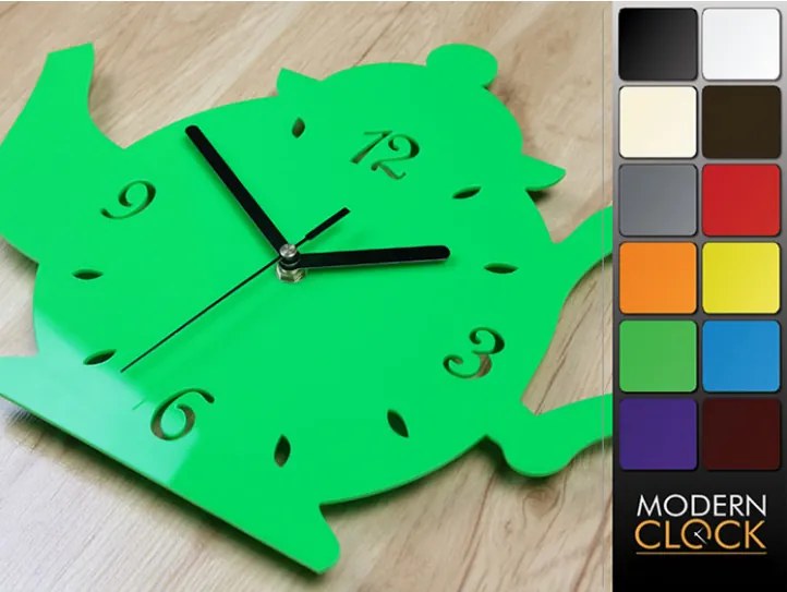 M.Clock Nástěnné akrylové kuchyňské hodiny 47x28cm konvice Barva: Červená