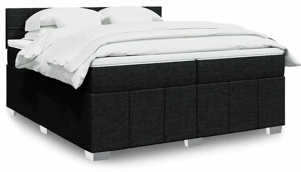 Box spring postel s matrací černá 200x200 cm textil 3287177