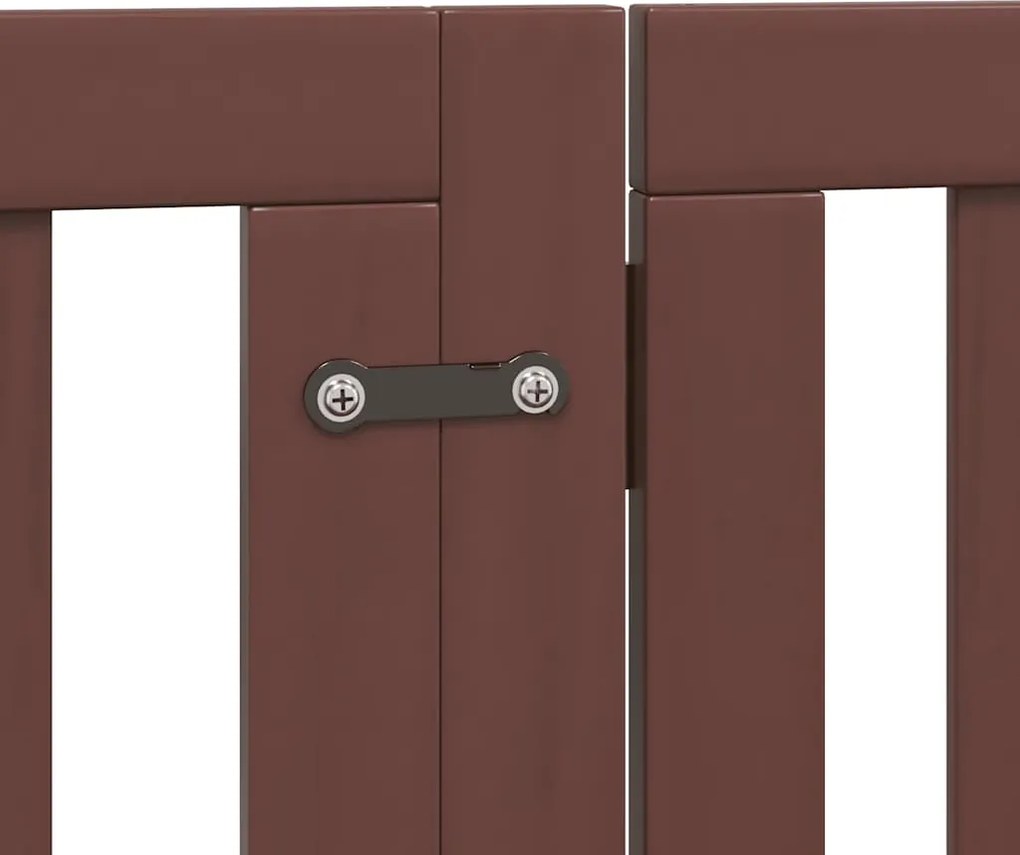 Zábrana pro psy s dvířky skládací 9 panelů hnědá 450 cm topol 3155659