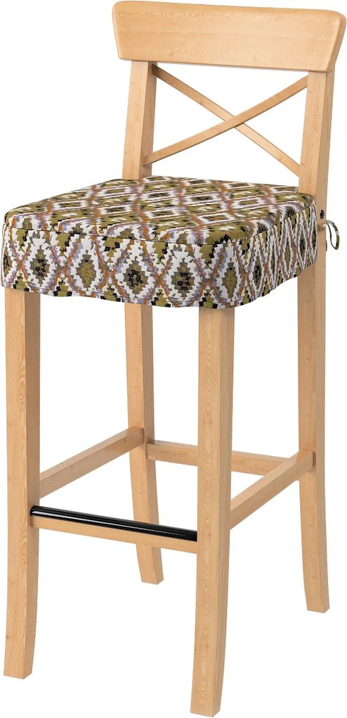 Sedák na židli IKEA Ingolf - barová barva vícebarevná látka pletený vzor, vzorované