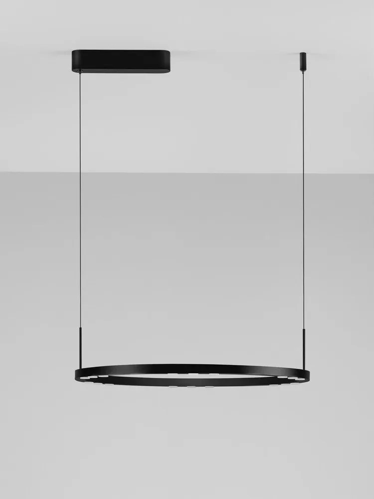 Matně černé hliníkové LED stmívatelné závěsné svítidlo ø 60 cm Lunette – Nova Luce