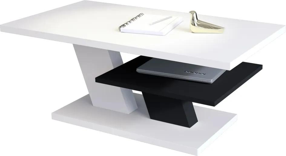 Mazzoni CLIFF MAT bílý + černý, konferenční stolek, černobílý