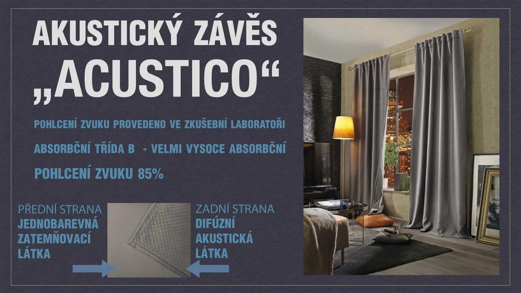 Home Wohnideen Závěs akustický s podšívkou, Acustico, Přírodní Rozměr textilu: 160 cm (V), 135 cm (Š)