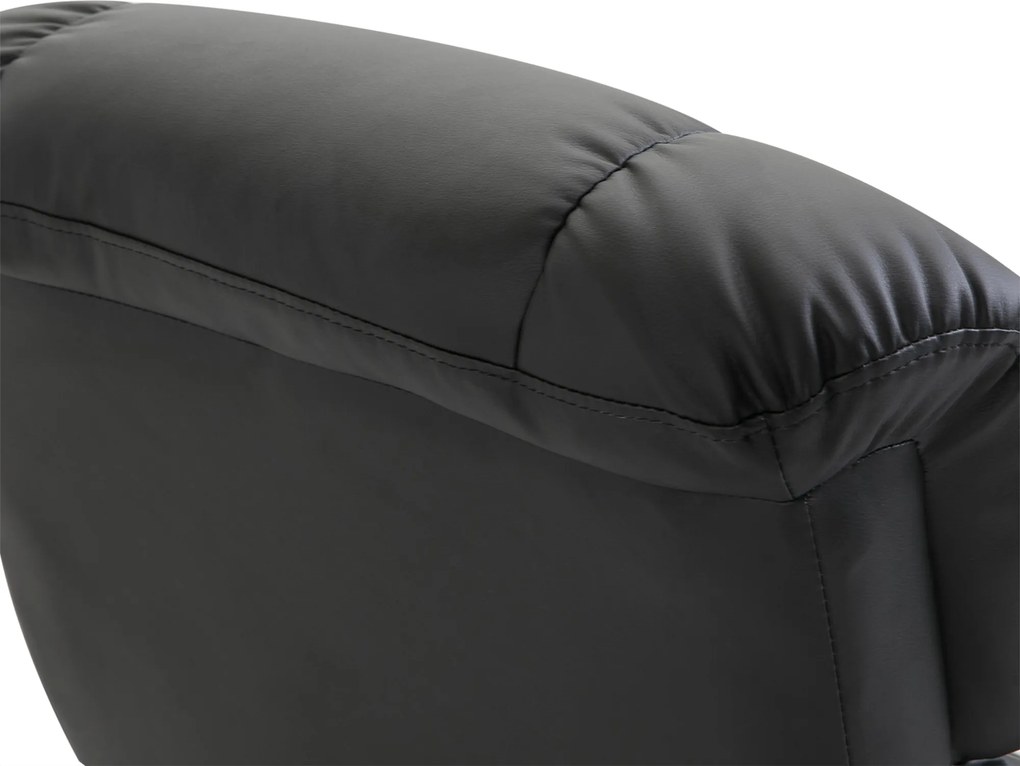 Televizní křeslo HOMCOM s funkcí polohování, hluboké čalounění, vysoký opěrák a područky, otočné o 360°, imitace kůže, 76L x 80W x 102H cm, černá