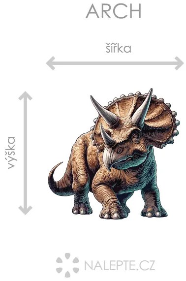 Triceratops textilní přelepitelná samolepka na zeď arch 45 x 45 cm