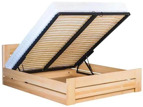 Drewmax LK198 BOX 100x200 cm dřevěná postel masiv buk jednolůžko