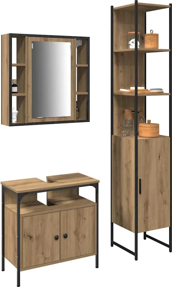 Sada koupelnového nábytku 3 ks Artisanový dub 3334394