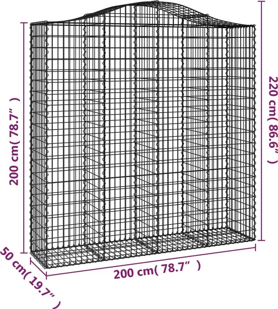 vidaXL Klenuté gabionové koše 4 ks 200x50x200/220cm pozinkované železo [3145747]