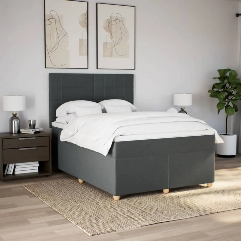Box spring postel s matrací tmavě šedá 140x200 cm textil 3291304