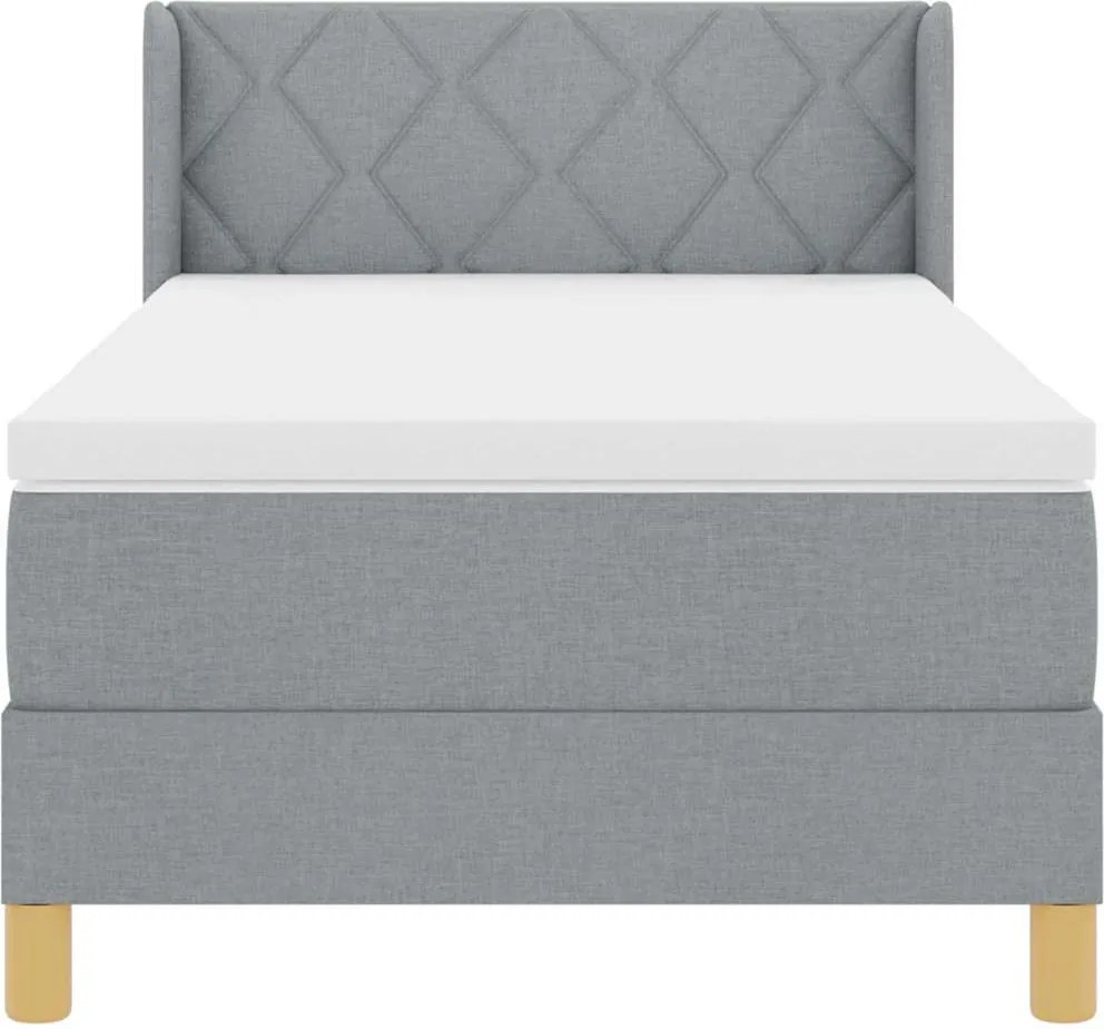 Postel s boxspringem s čelo Světle šedá 200 x 90 cm textil 3341335