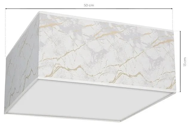 Stropní svítidlo Senso Square, 1x bílé/zlaté textilní stínítko, (bílé plexisklo), (50 cm)