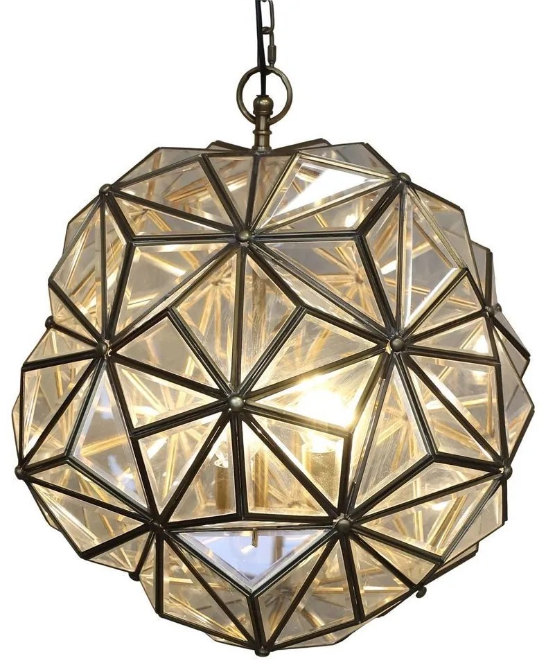 Mosazno-skleněný antik lustr Glassio - 43*51 cm/ E14/ 8W