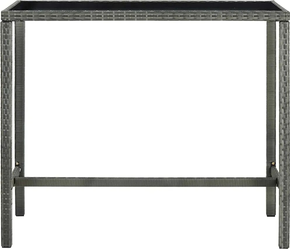 Zahradní barový stůl šedý 130 x 60 x 110 cm polyratan a sklo 313462