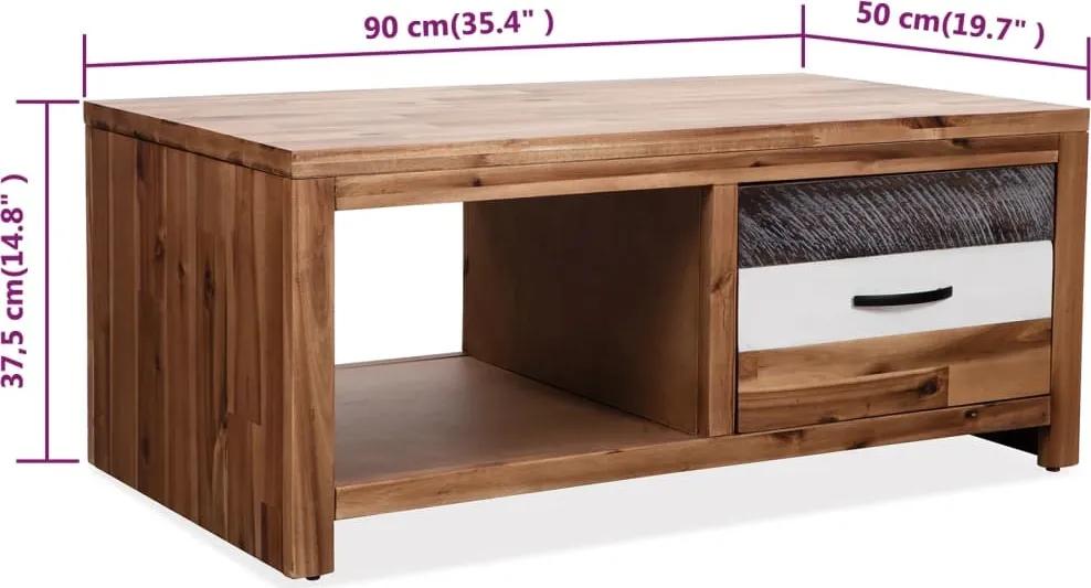 vidaXL Konferenční stolek masivní akáciové dřevo 90 x 50 x 37,5 cm [246043]