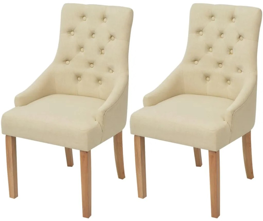 Jídelní židle 2 ks krémové textil 243637