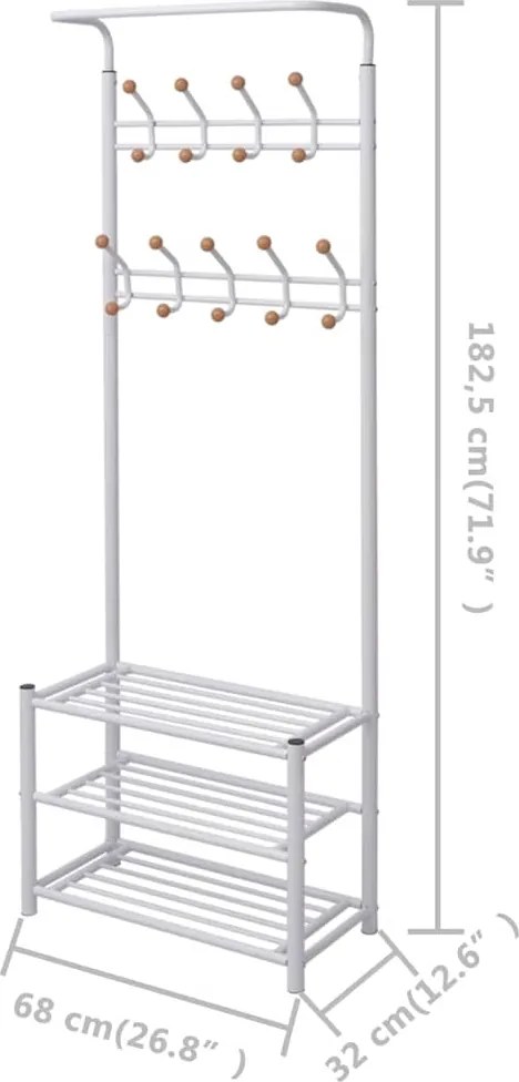 Věšák na oblečení s botníkem 68x32x182,5 cm bílá 243727